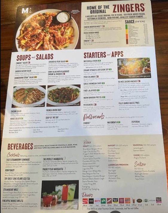 Miller's Ale House Menu | Full Food & Drink Selection at Miller's ...